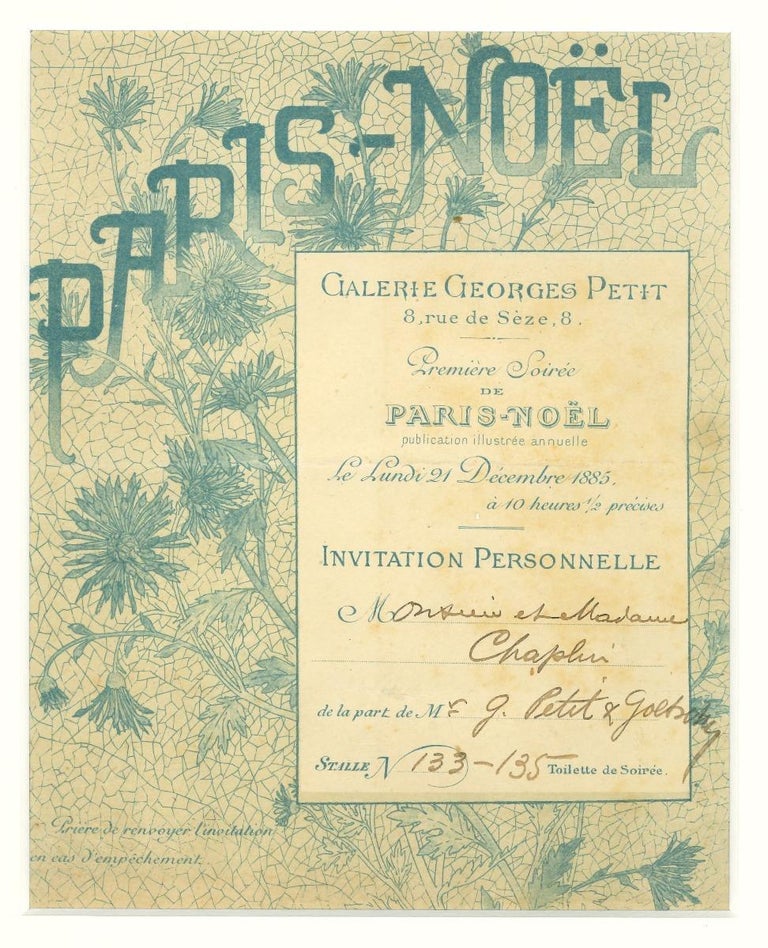 George Petit - Invitation of Premiere Soiree Paris Noel - Lithograph by ...