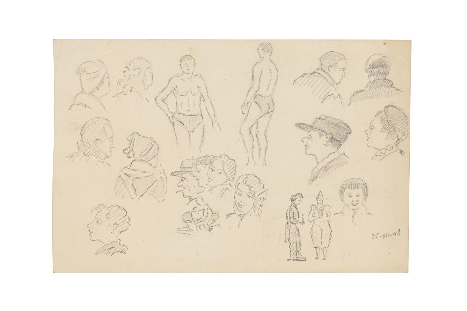 Unknown - Figure - Original Pencil Drawing - 20th Century For Sale at ...