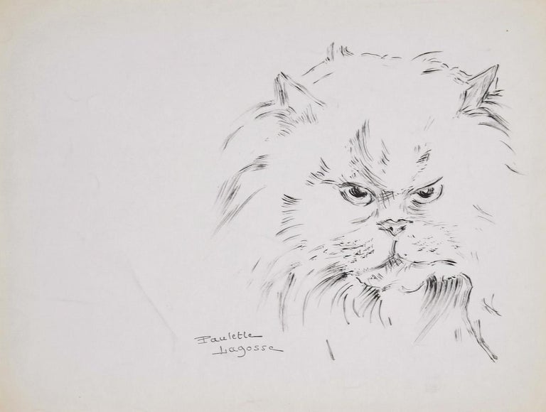 Marie Paulette Lagosse - The Cat - Pen on Paper by Marie Paulette ...