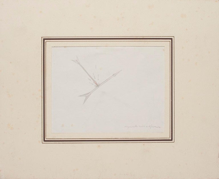 Bruno Conte – „Rotes Aquarell - Original-Bleistift und Aquarell von ...