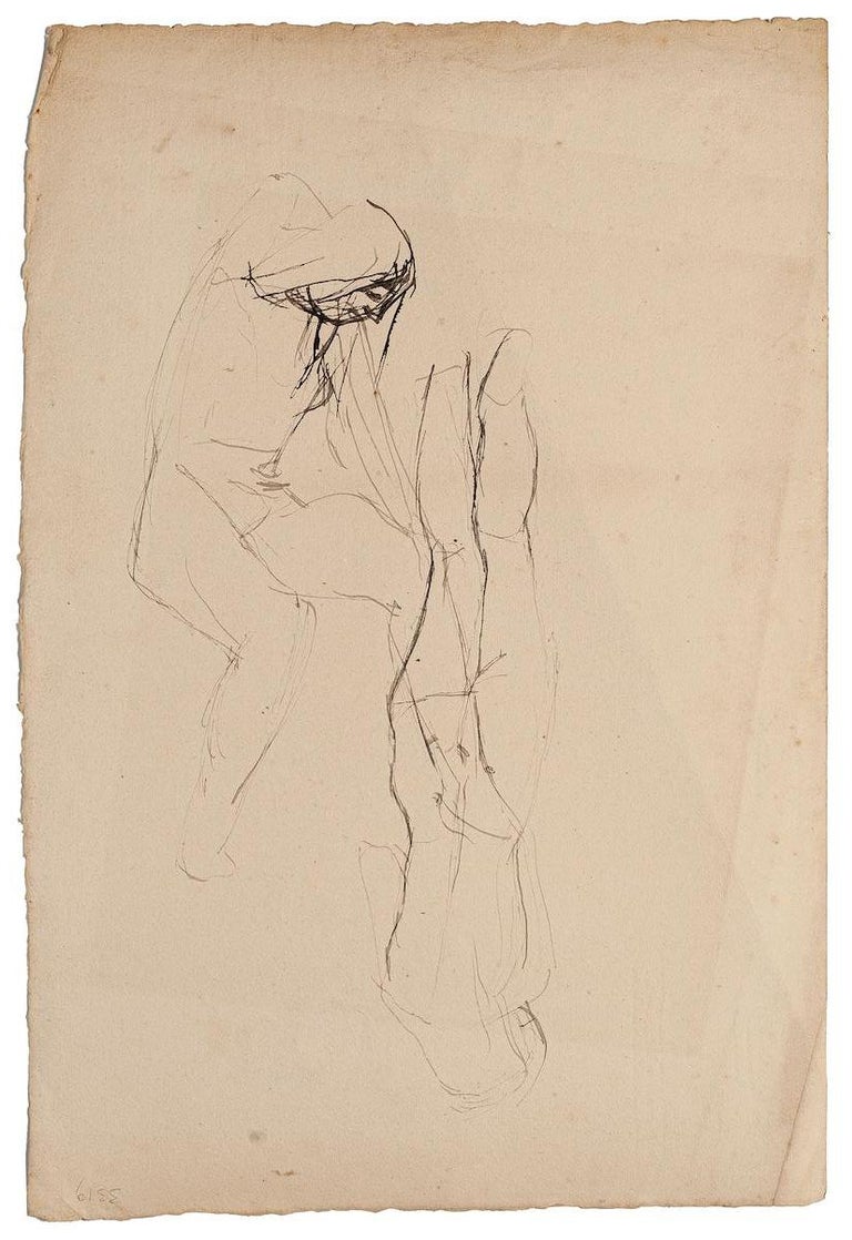 Jeanne Daour - Nude - Drawing in Pencil by Jeanne Daour - Mid-20th ...