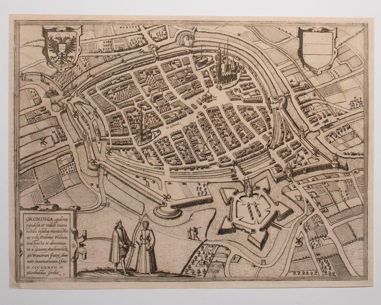 George Braun - Map of Groningen - Original Etching by George Braun ...
