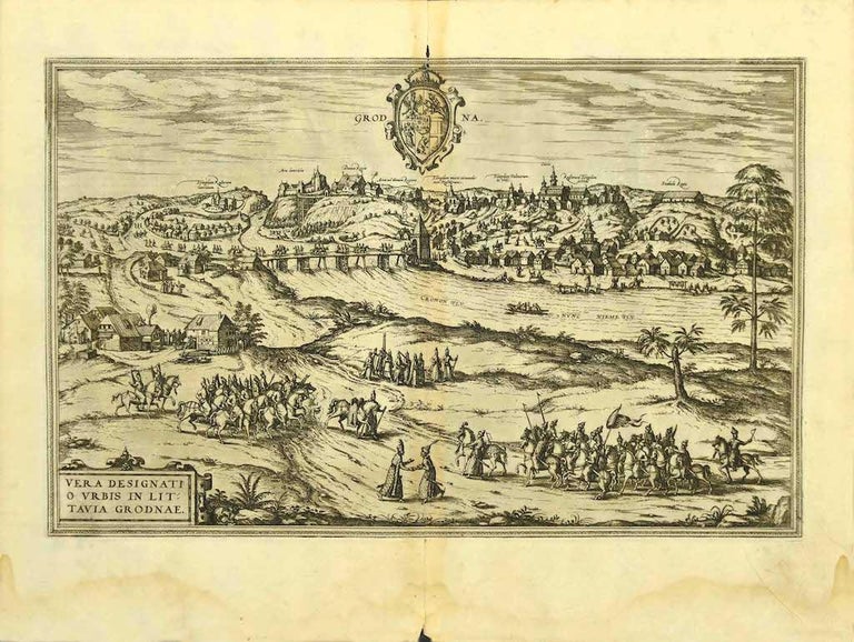 George Braun - Map of Grodno - Original Etching by George Braun - Late ...