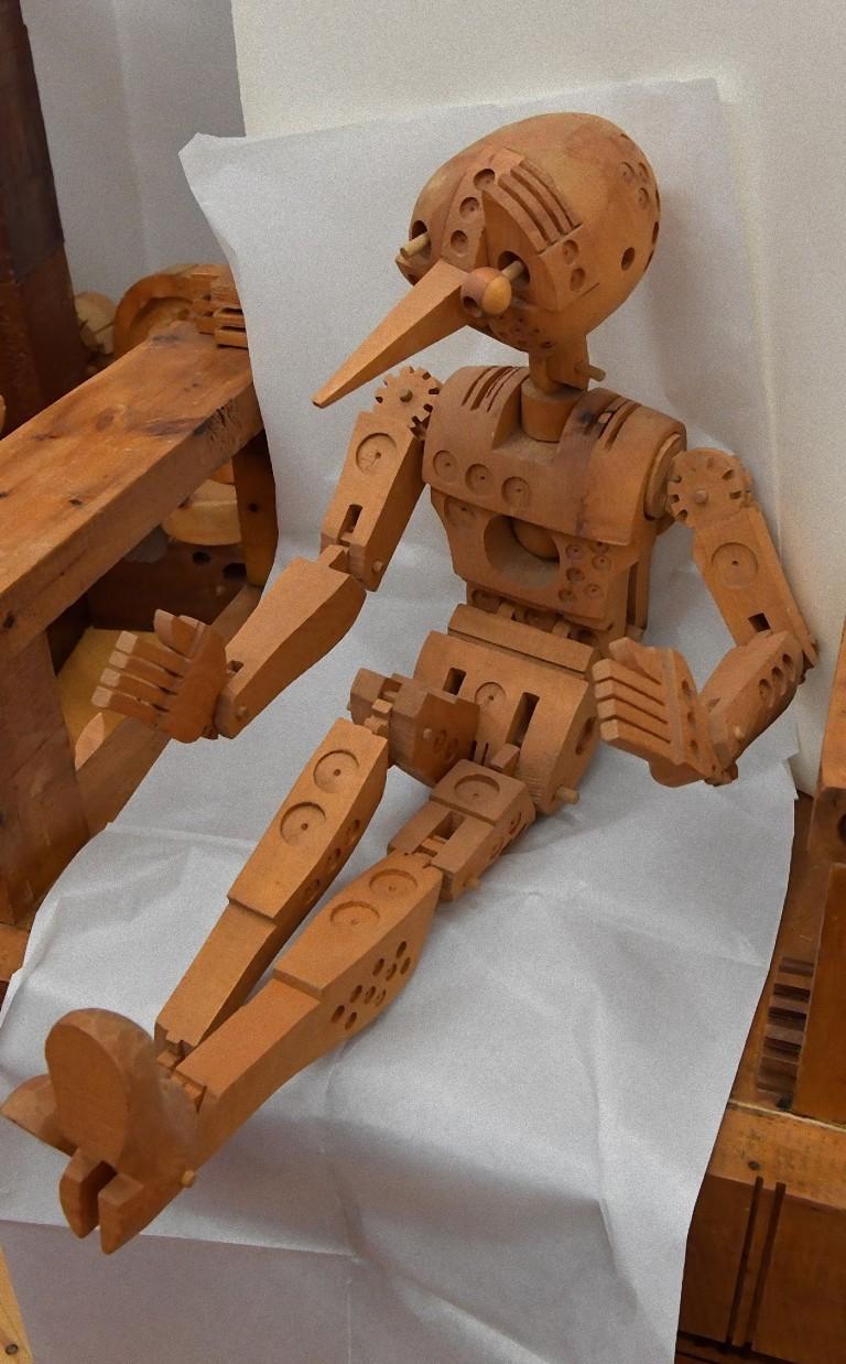Ferdinando Codognotto - Technological Pinocchio - Wooden Sculpture by F ...