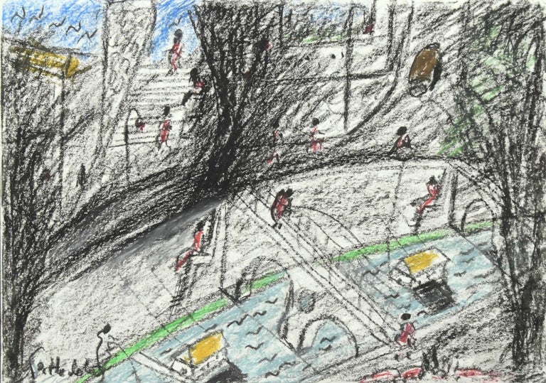 Nazareno Gattamenata - Along the Bridge - Original Oil Pastels by ...