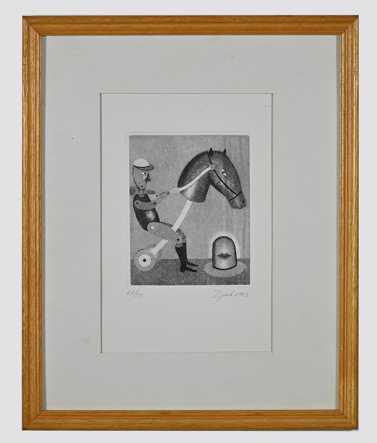 Zivko Djak - Rocking Horse - Original Etching by Zivko Djak - 1973 For ...