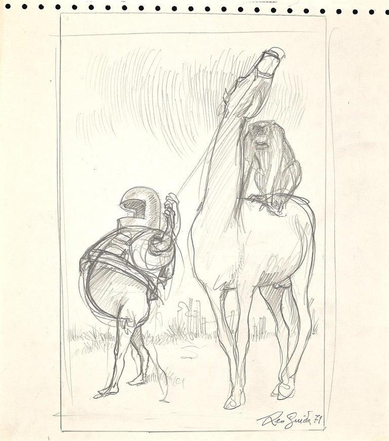 Leo Guida - Fantastic Scene - Pencil Drawing - 1970s For Sale at 1stDibs
