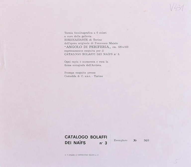 Corner of the Suburbs - Original Offset Print after F. Maiolo Late 20th ...