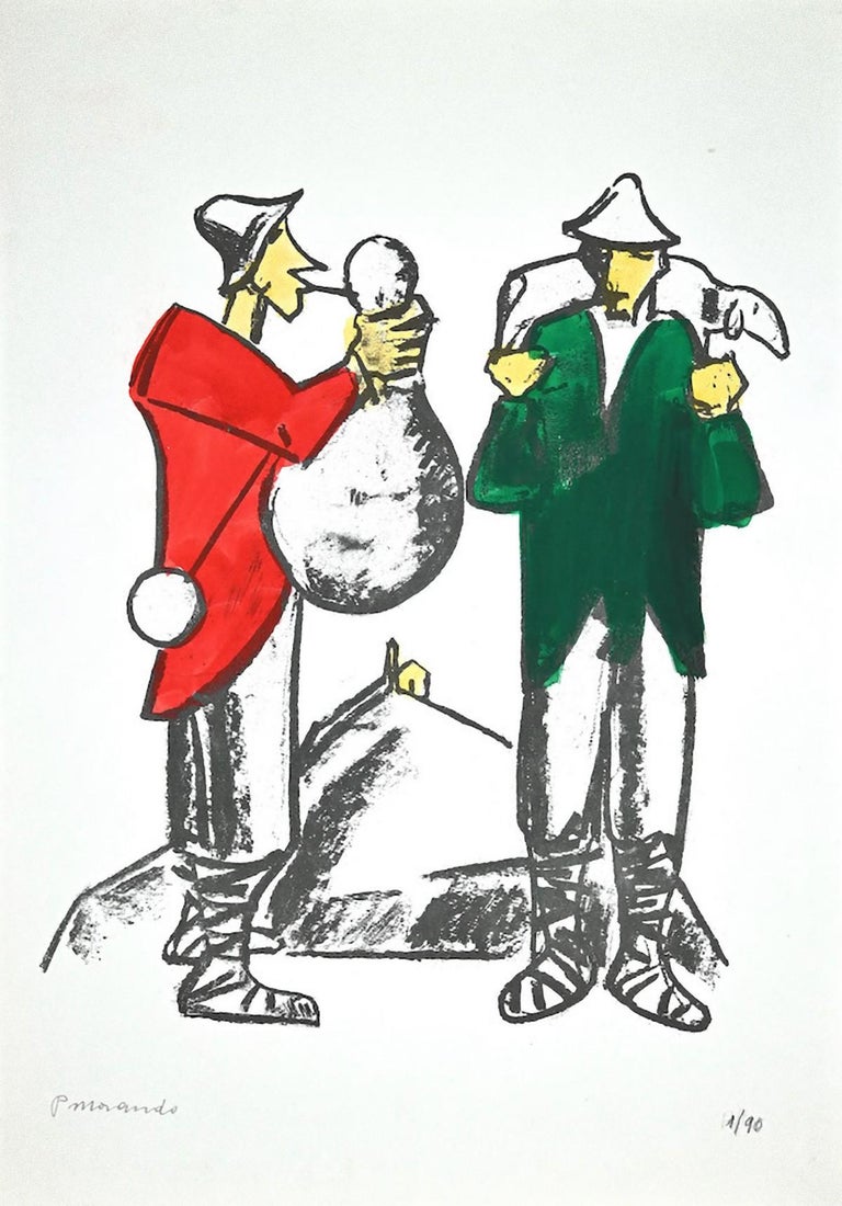 Pietro Morando - Shepherds - Lithograph by Pietro Morando - 1960s For ...