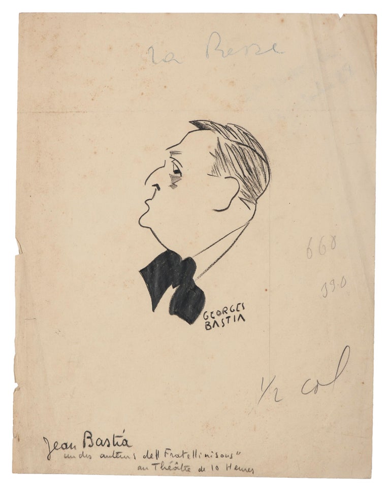 Unknown - Portrait - Original Drawing by Georges Bastia - Early 20th ...