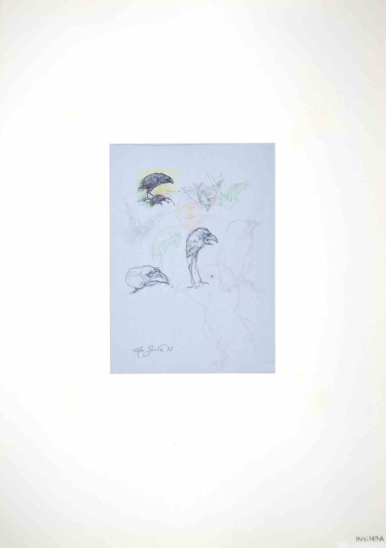Leo Guida - Birds - Drawing by Leo Guida - 1970s For Sale at 1stDibs