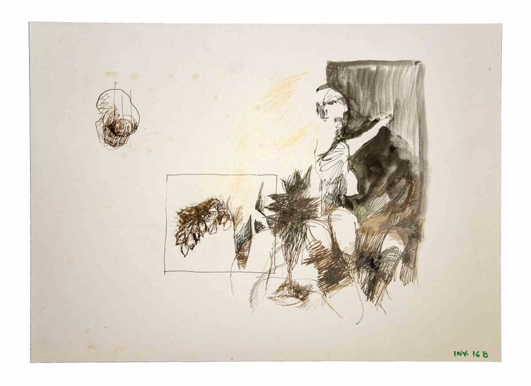 Leo Guida - Interior Scene - Drawing by Leo Guida - 1970s For Sale at ...