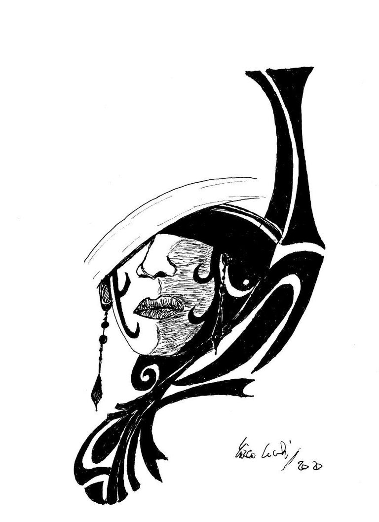 Enrico Josef Cucchi - Half Mask - Drawing by Enrico Josef Cucchi - 2020 ...