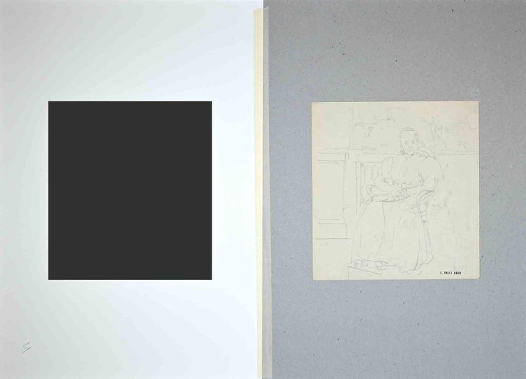 Louis Emile Adan - Portrait of a Lady on a Terrace - Drawing by L.E ...