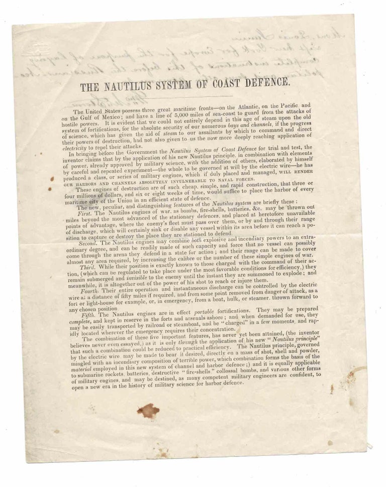 Unknown - Nautilus - American Civil War Document - Original Manuscript ...