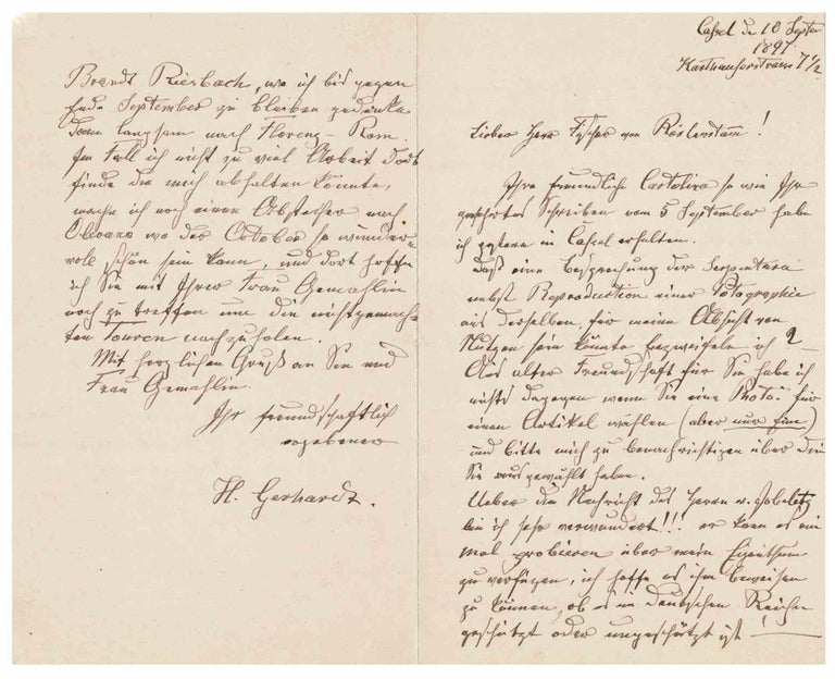 Unknown - Autograph Letter by Heinrich Gerhardt - Original Manuscript ...