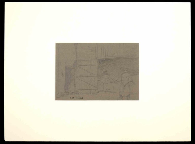 Louis Emile Adan - Sketch of the Interior - Original Drawing by L.E ...