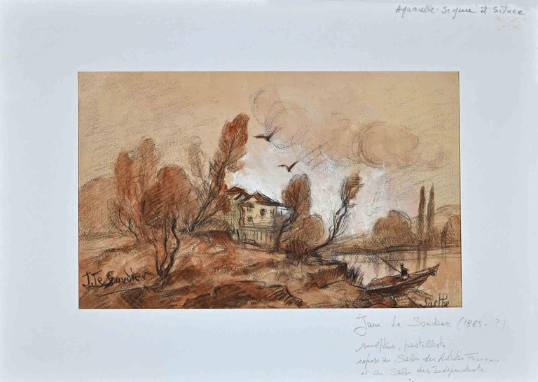 Jane Le Soudier – Französische Landschaft – Holzkohlezeichnung von Jane ...