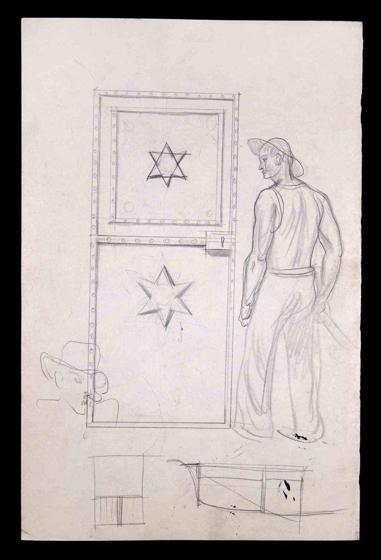 Unknown - Sketch of Men - Original Drawing by Unknown - Mid 20th ...