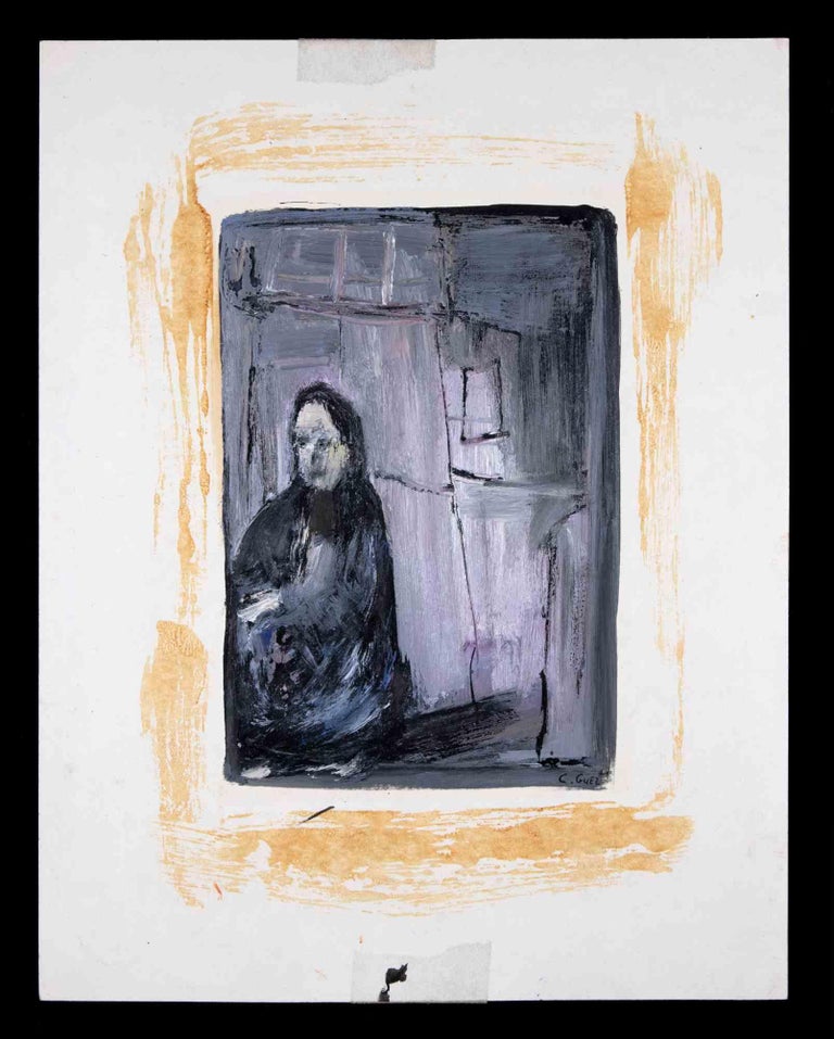 Claude Guez - Woman - Original Painting by Claude Guez - Mid-20th ...