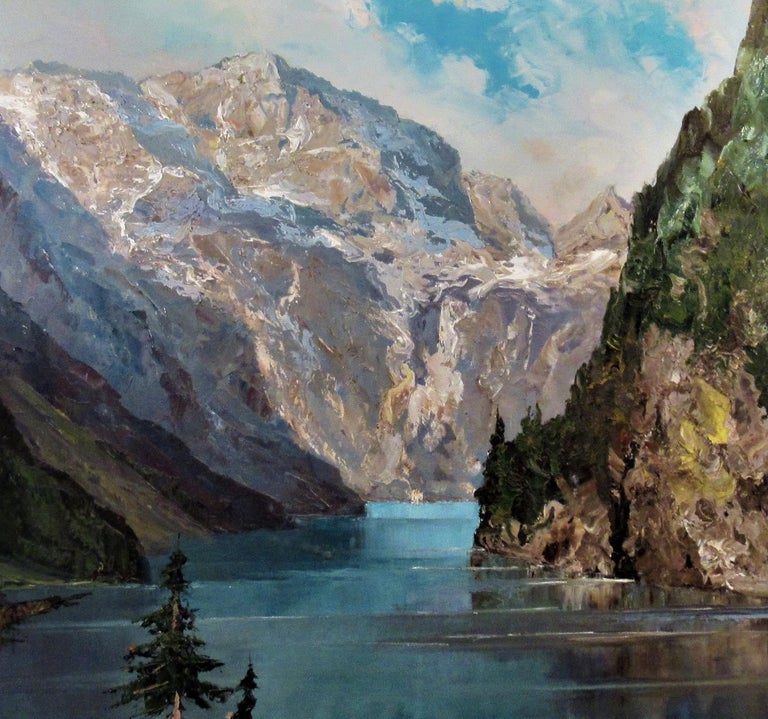 Herbert August Uerpman - The Alps, Large oil painting on canvas. For ...
