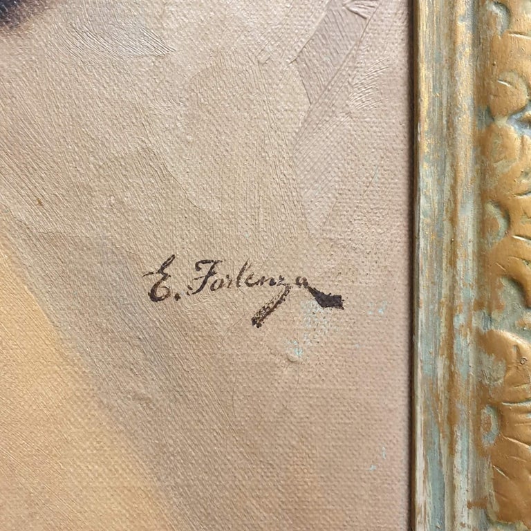 Eduardo Forlenza - Oil painting of an Italian woman holding flowers by ...