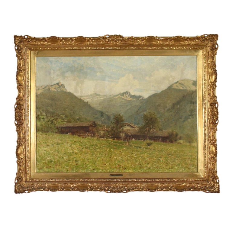 Filippo Carcano - Filippo Carcano Oil On Canvas 19th Century, Mountain ...