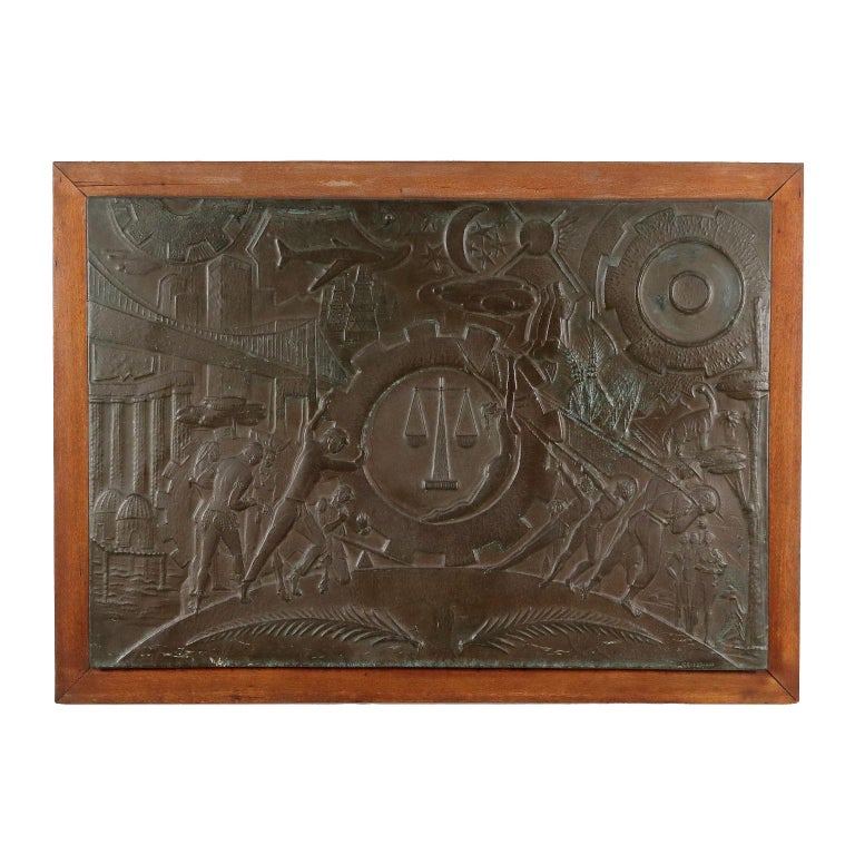 Unknown - Bas-relief in Embossed Copper with Allegory of the History of ...