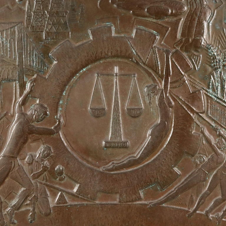Unknown - Bas-relief in Embossed Copper with Allegory of the History of ...