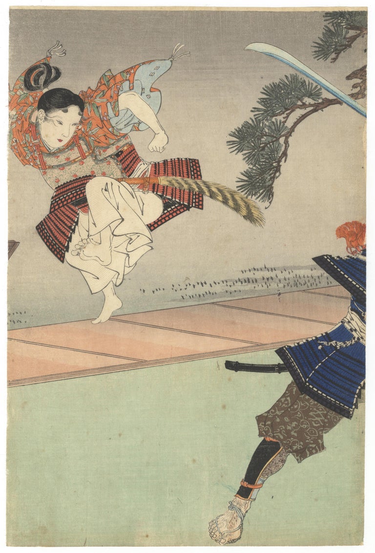 Nobukazu Yosai - Original Japanese Woodblock Print, Yoshitsune, Warrior ...