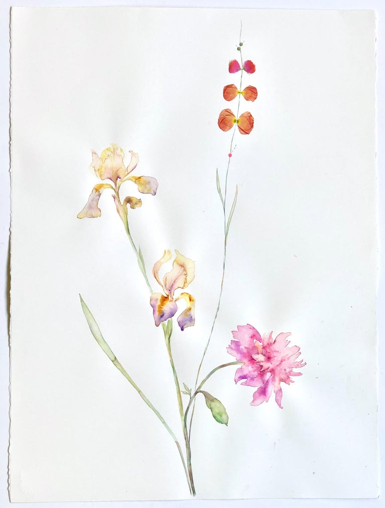 Marilla Palmer - Marilla Palmer "Soft Iris and Peony" -- Mixed Media ...