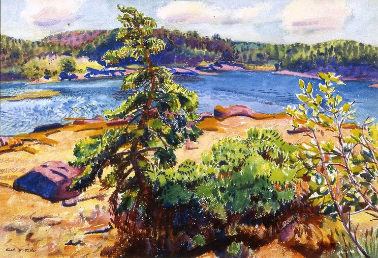 Carl Cutler – „American Modernist Watercolor, Maine Landscape, by Carl ...
