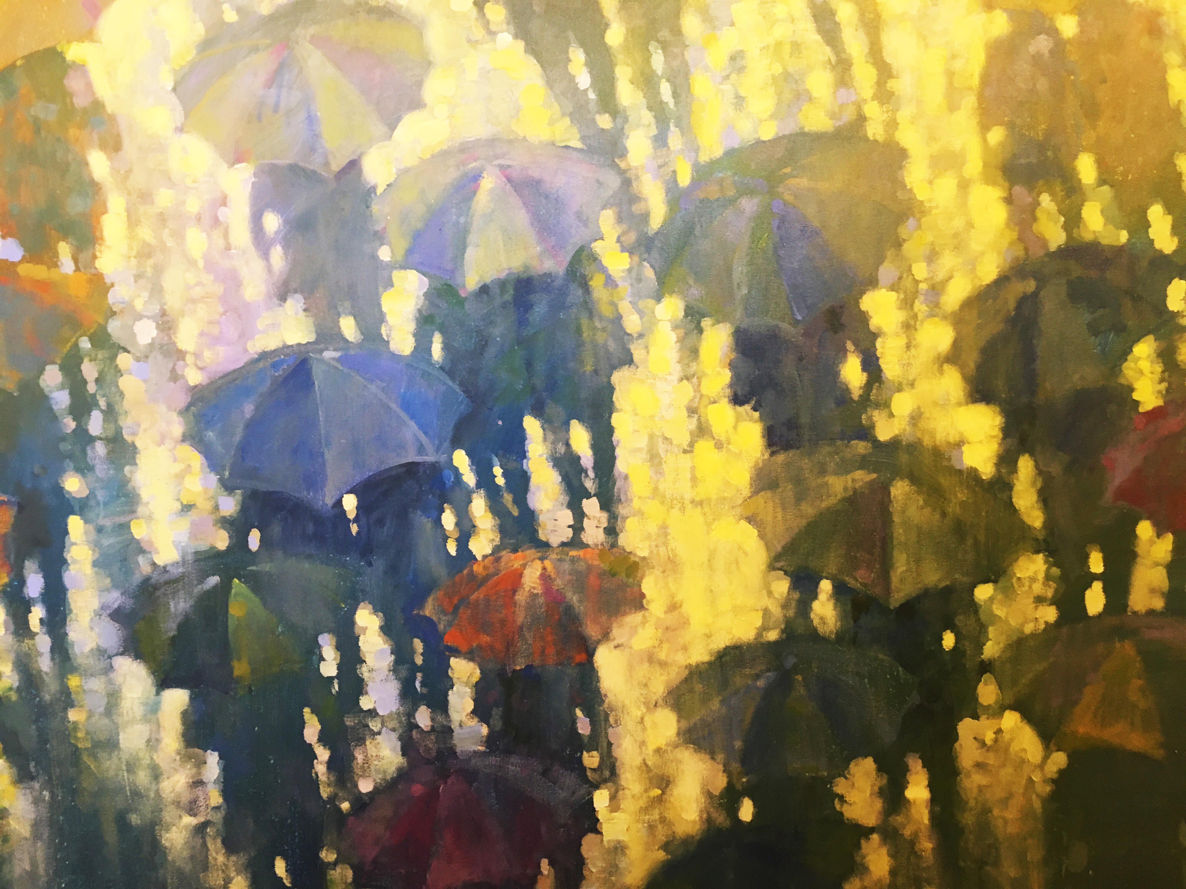 David Hinchliffe - Off to Ascot - impressionist yellow and blue London ...