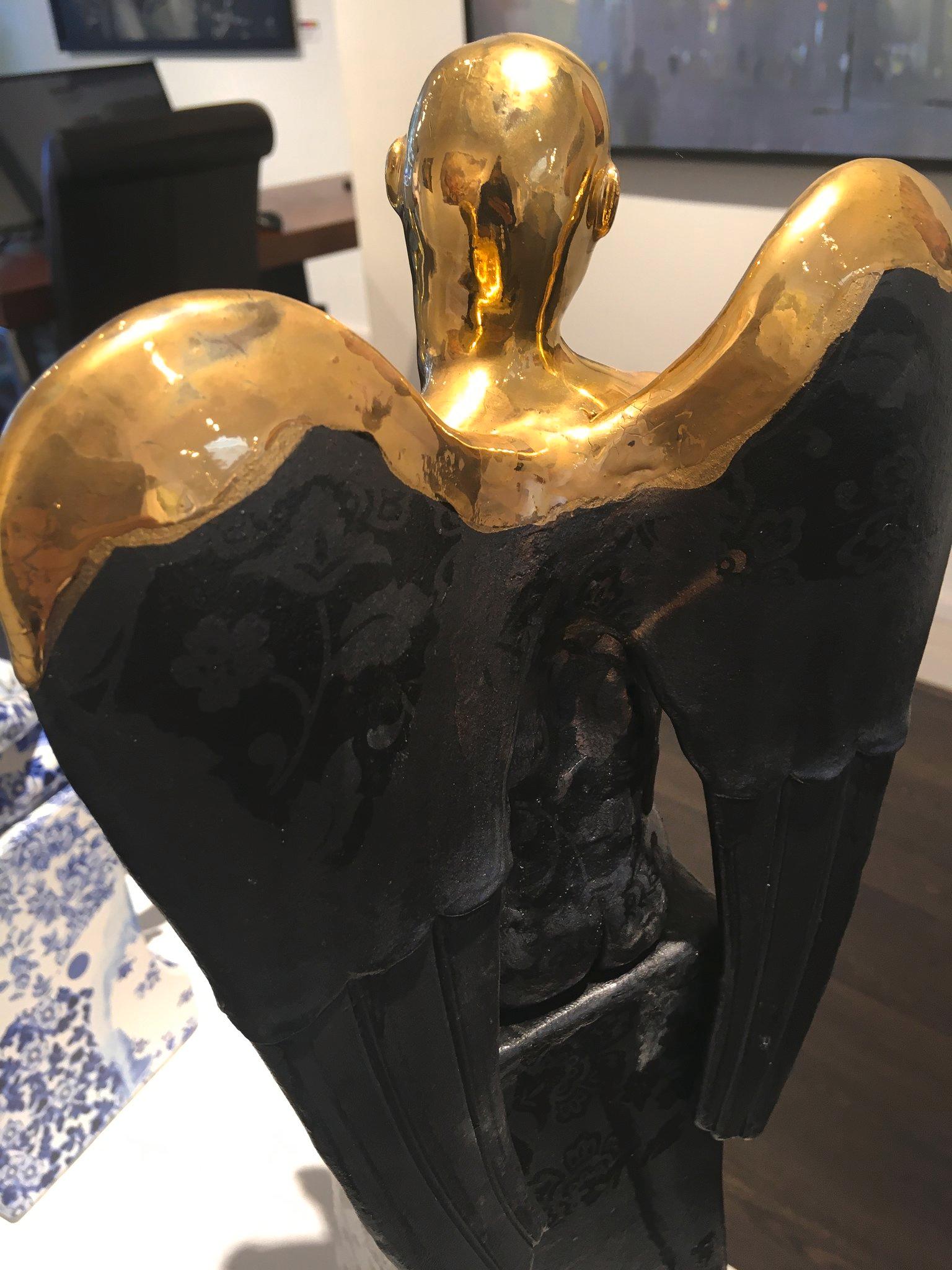 Pierre Williams - Seated Angel on Plinth - contemporary ceramic ...