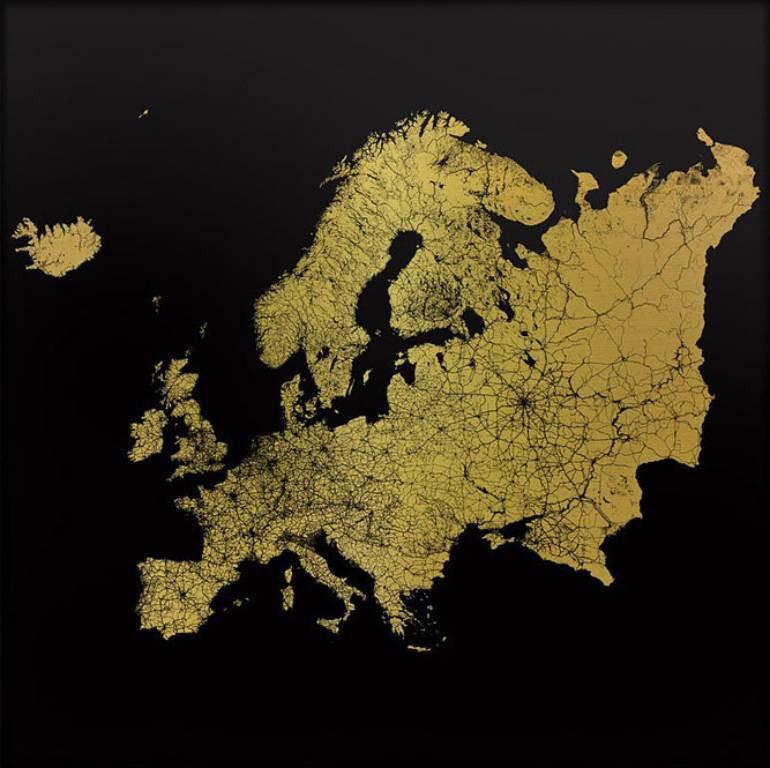 Ewan David Eason - Sacred Continent Asia - contemporary gold map black ...