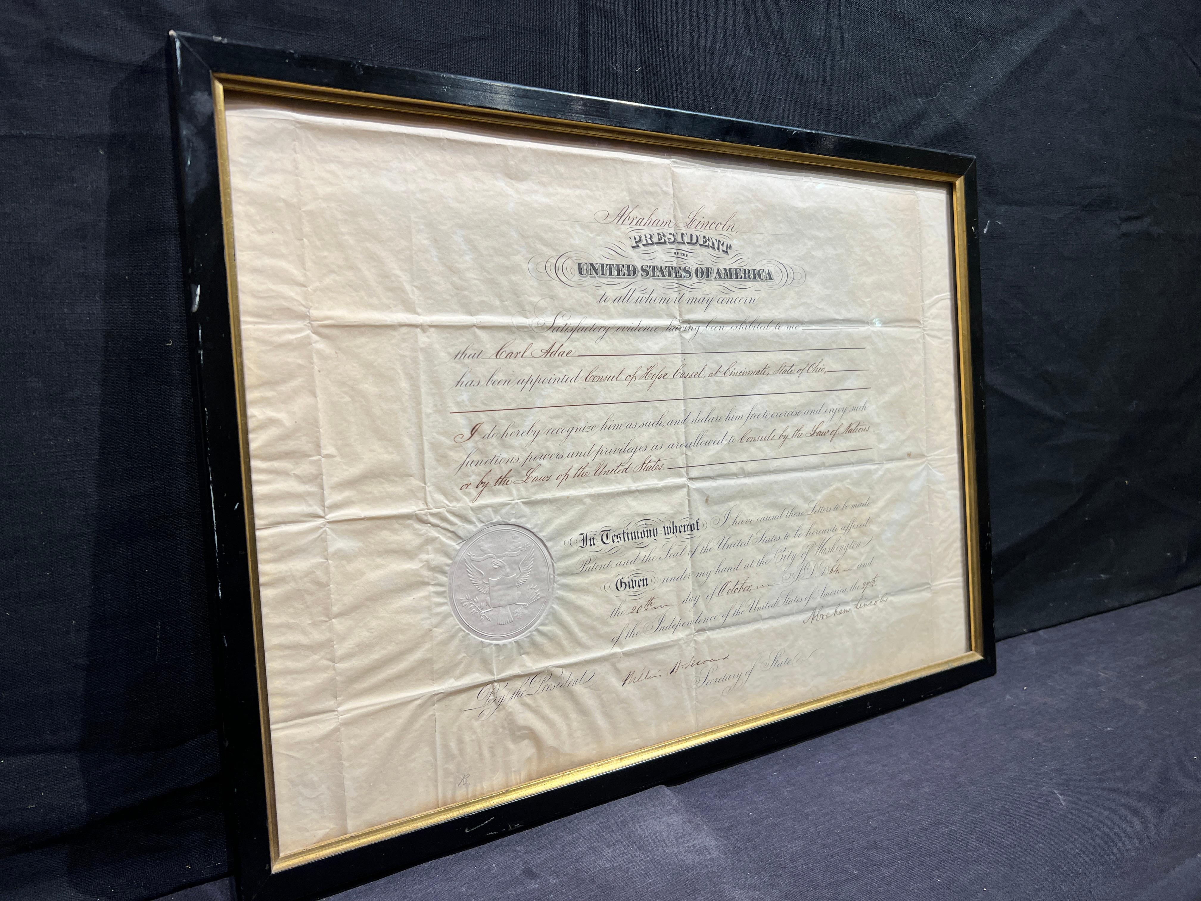 Abraham Lincoln - Consul of Hesse Cassel, Cincinnati, Ohio ...