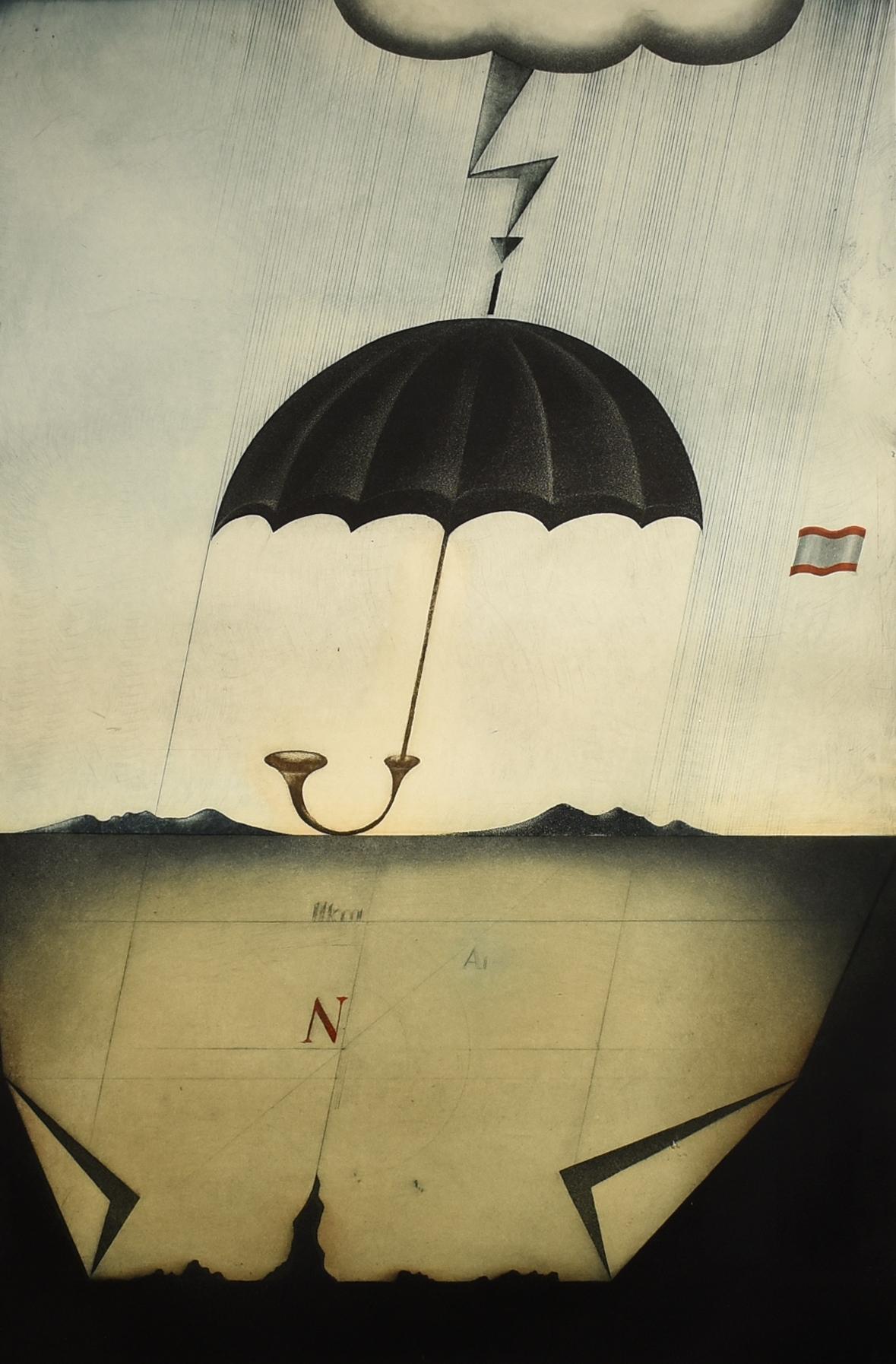 Pierre Alechinsky - Travel : Boat on the Sea - Original etching with ...