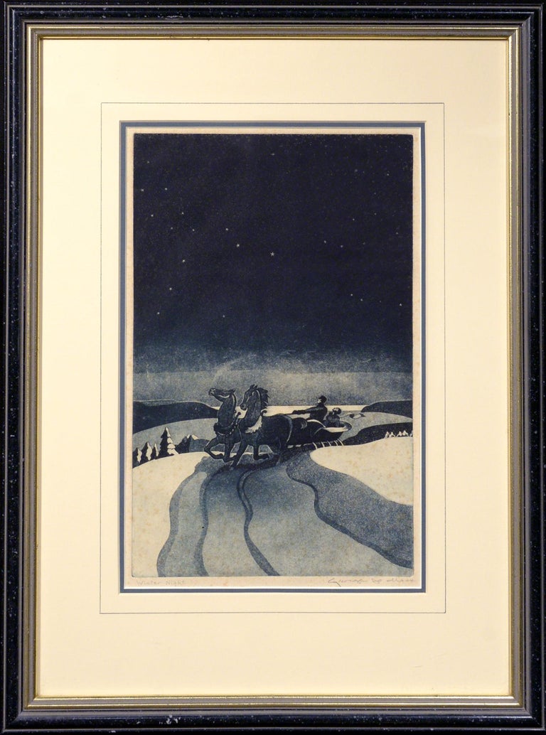 George Jo Mess - "Winter Night," George Mess, sleigh ride, horses ...