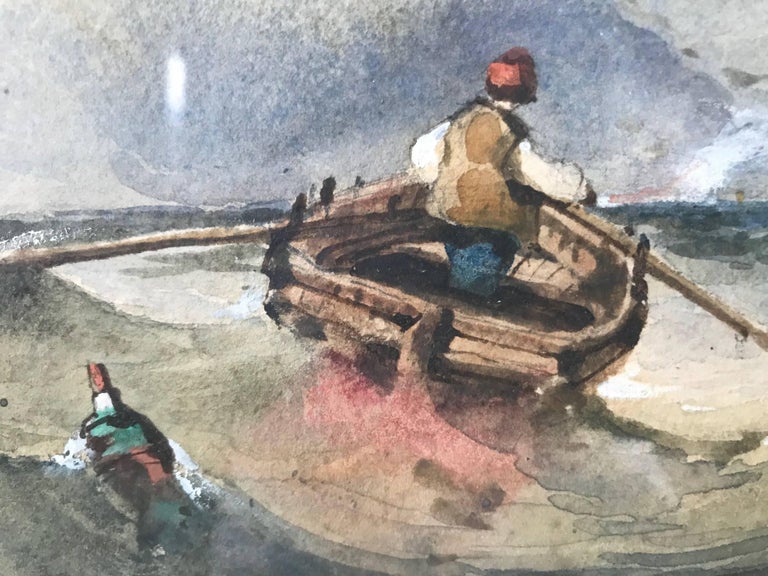 François Louis Thomas Francia - Untitled Seascape: Man At Sea For Sale ...