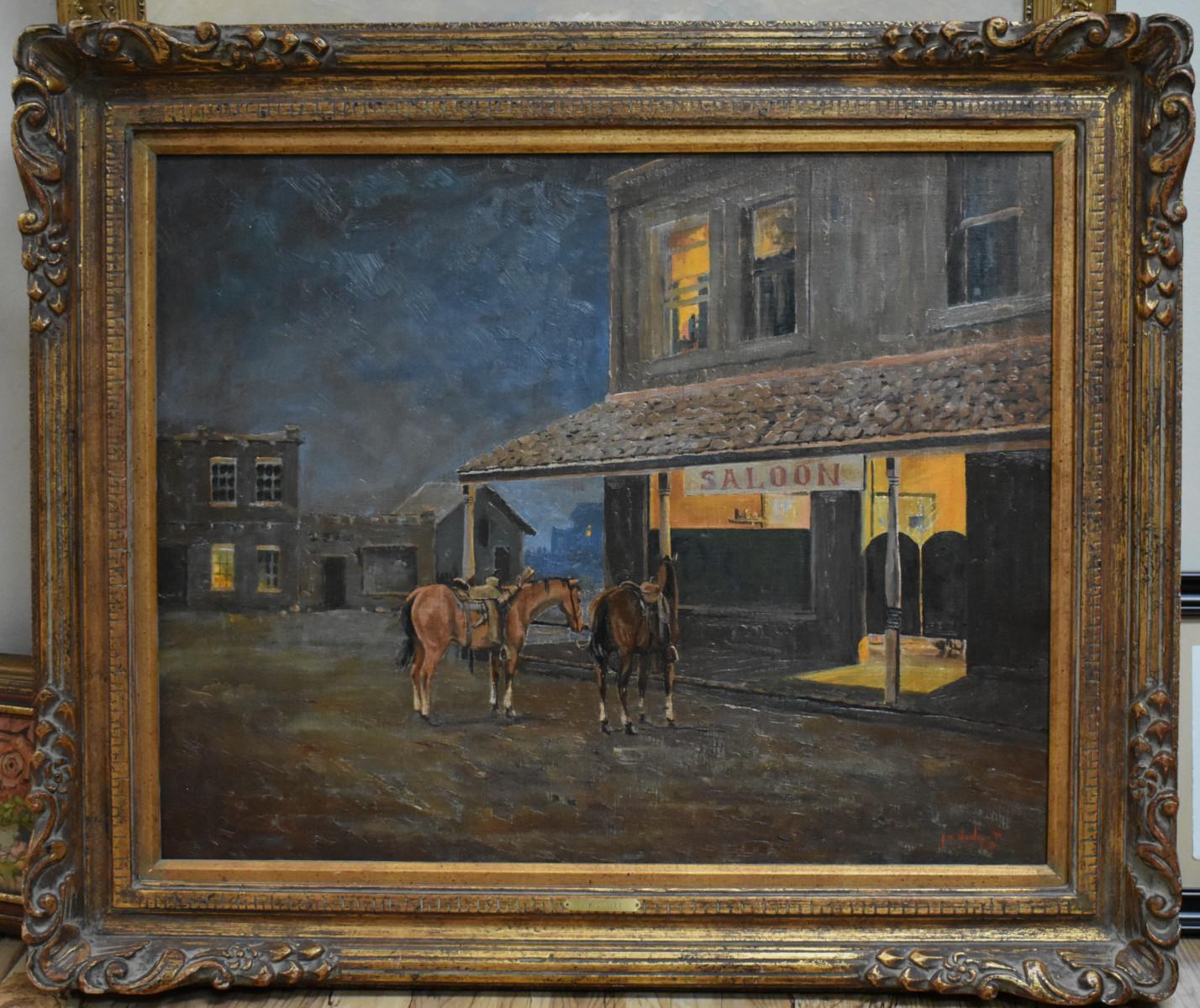 Jim Dooley - "Late Night at the Saloon" Texas Cowboy Western at 1stDibs