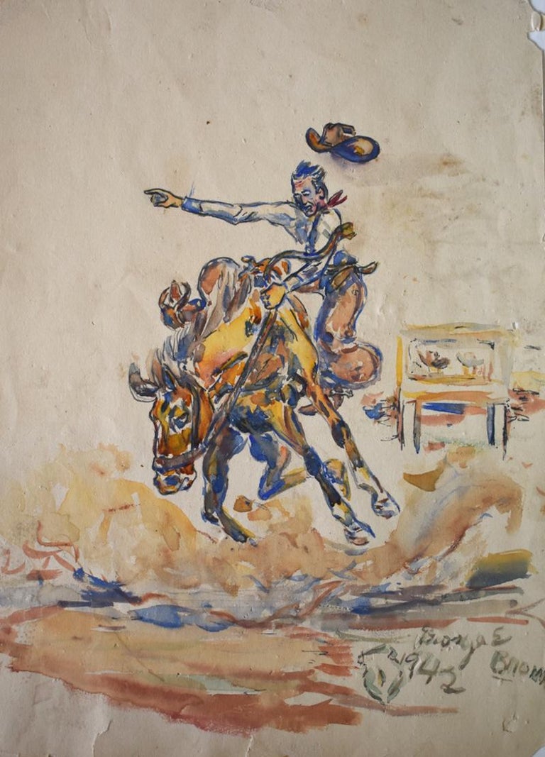 George " Pepper " Brown - "Bronc Rider" Rodeo at 1stDibs