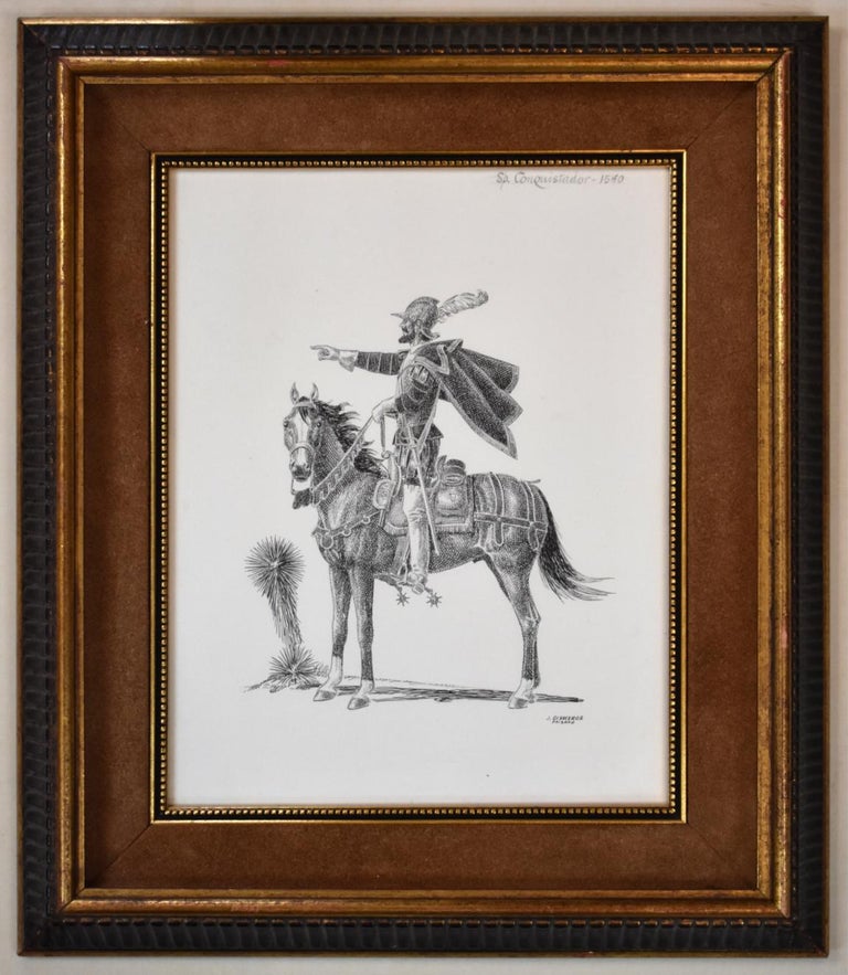 Jose Cisneros - "Conquistador" Drawing EL PASO ARTIST at 1stDibs | jose ...