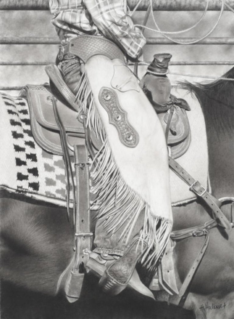 Halbert - "DALLY UP" IMAGE: 14 X 11 GRAPHITE DRAWING COWBOY RIDING ...