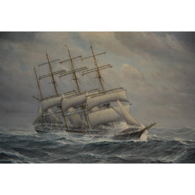 Johannes Holst - The Windjammer Pisacua in Rough Seas For Sale at 1stDibs
