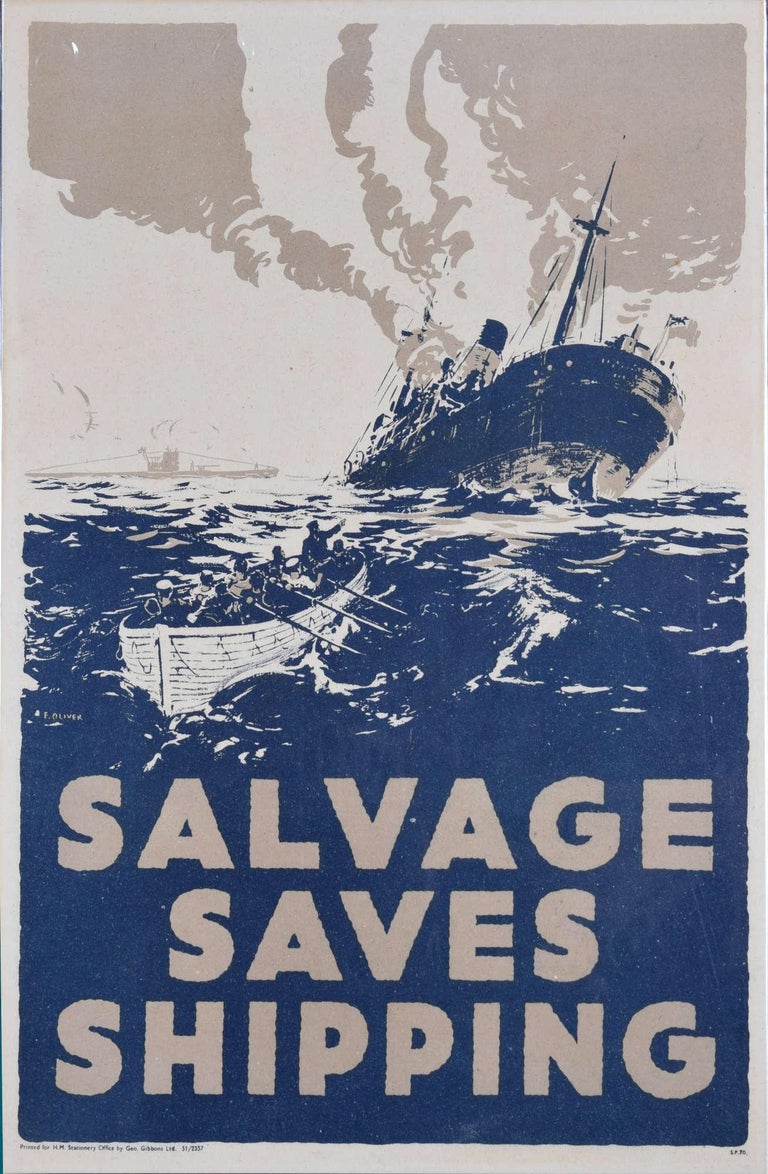 F Oliver - Salvage Saves Shipping World War II propaganda poster ...