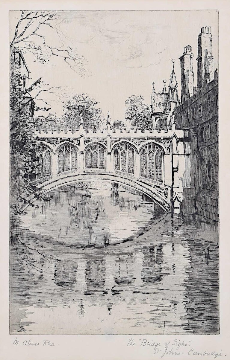 Mabel Oliver Rae - St John's College Cambridge etching c. 1920 Mabel ...