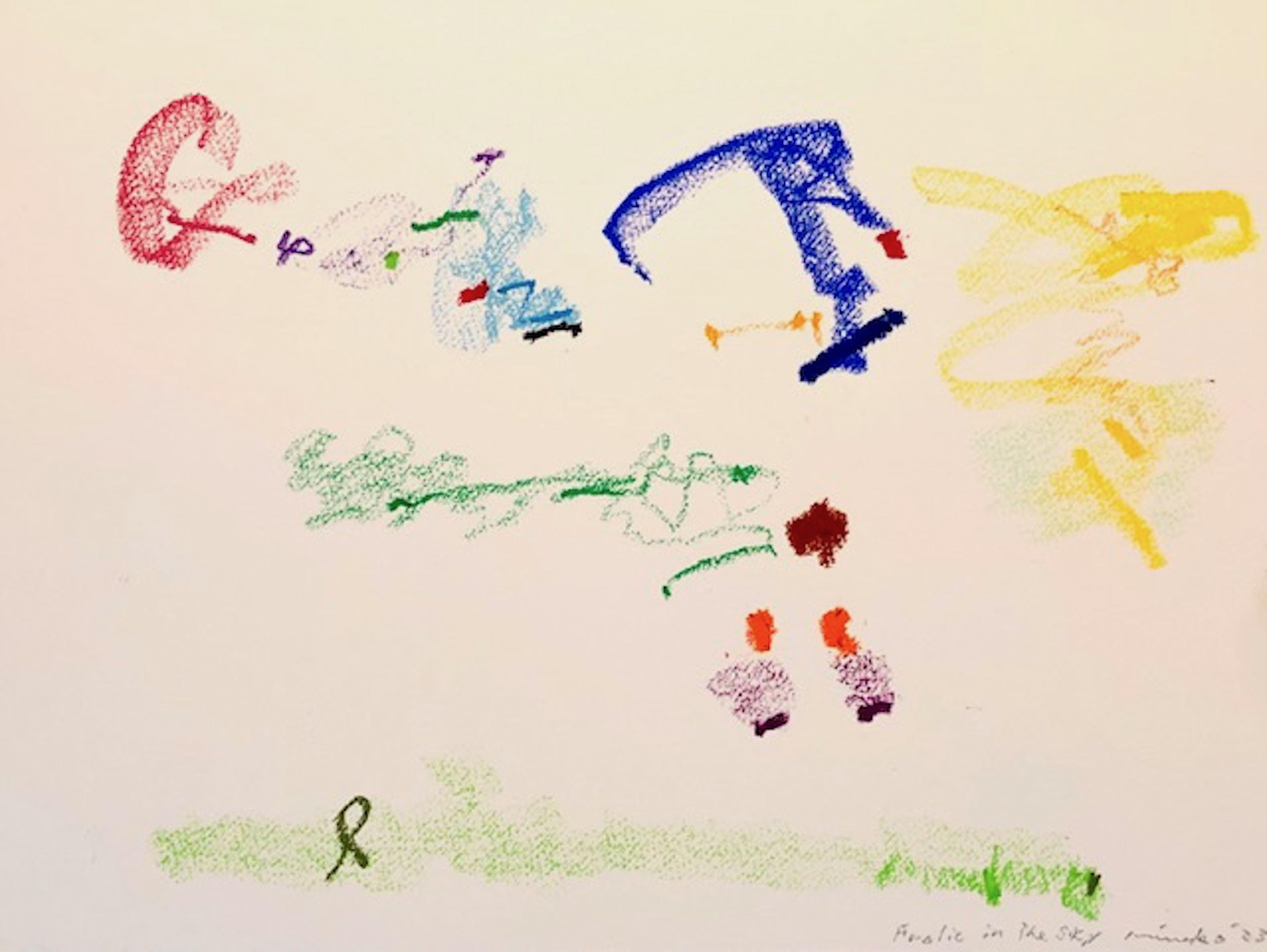 Mineko Yoshida - Frolic in The Sky, Drawing, Pastels on Watercolor ...