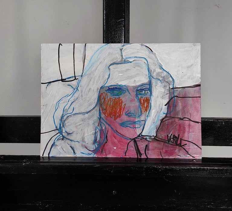 Barbara Kroll - Girl with red cheeks, Drawing, Pencil/Colored Pencil on ...