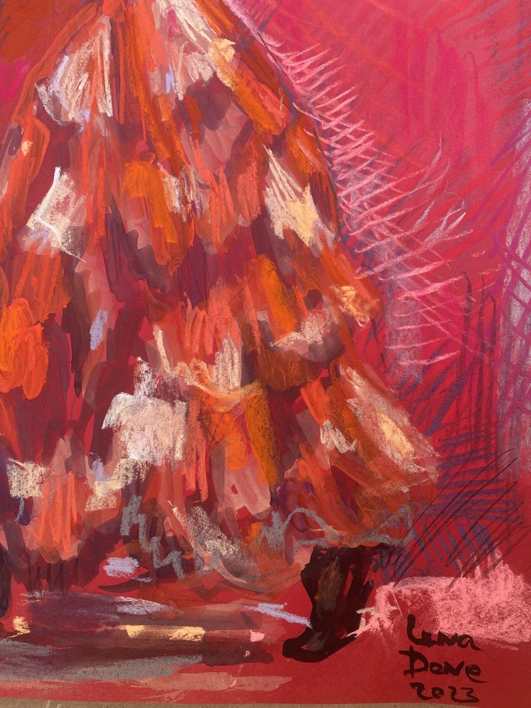 Elena Done - Silhouettes. Red Dancer-2, Drawing, Pastels on Paper For ...