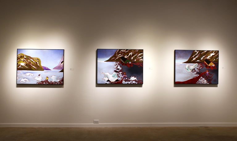 Raymond Martin - Filet de Pêche et Glacier, landscape painting of the ...